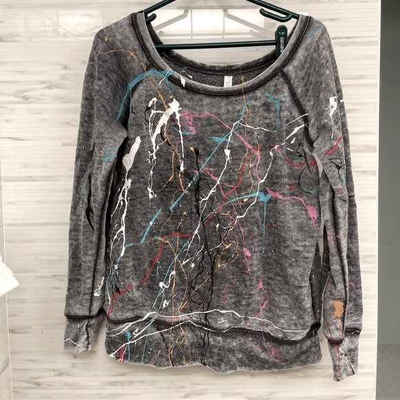 Bella Canvas | Tops | Super Cute Paint Splatter Sweatshirt | Poshmark